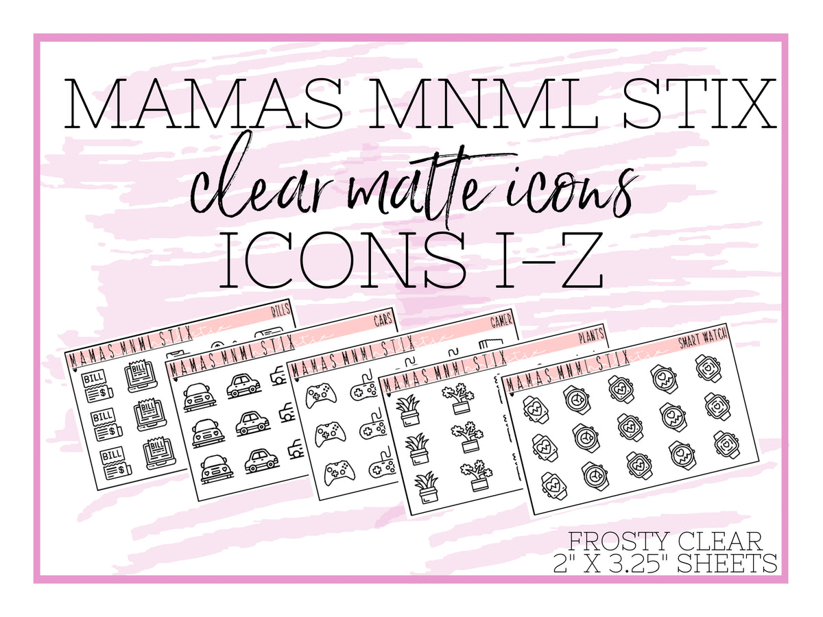 MNML STIX- Minimal Black Icons I-Z – xoMamaPlans