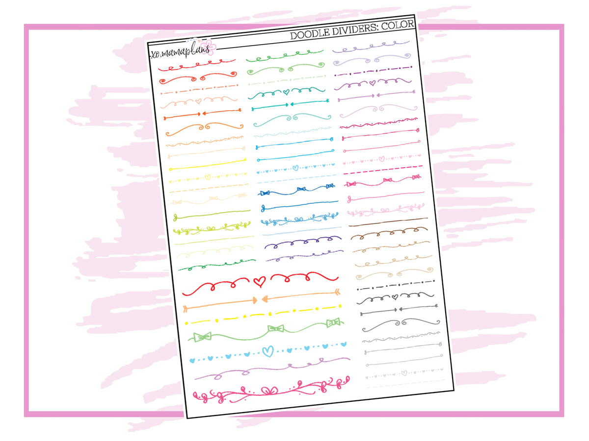 Colorful Doodle Divider Stickers – xoMamaPlans
